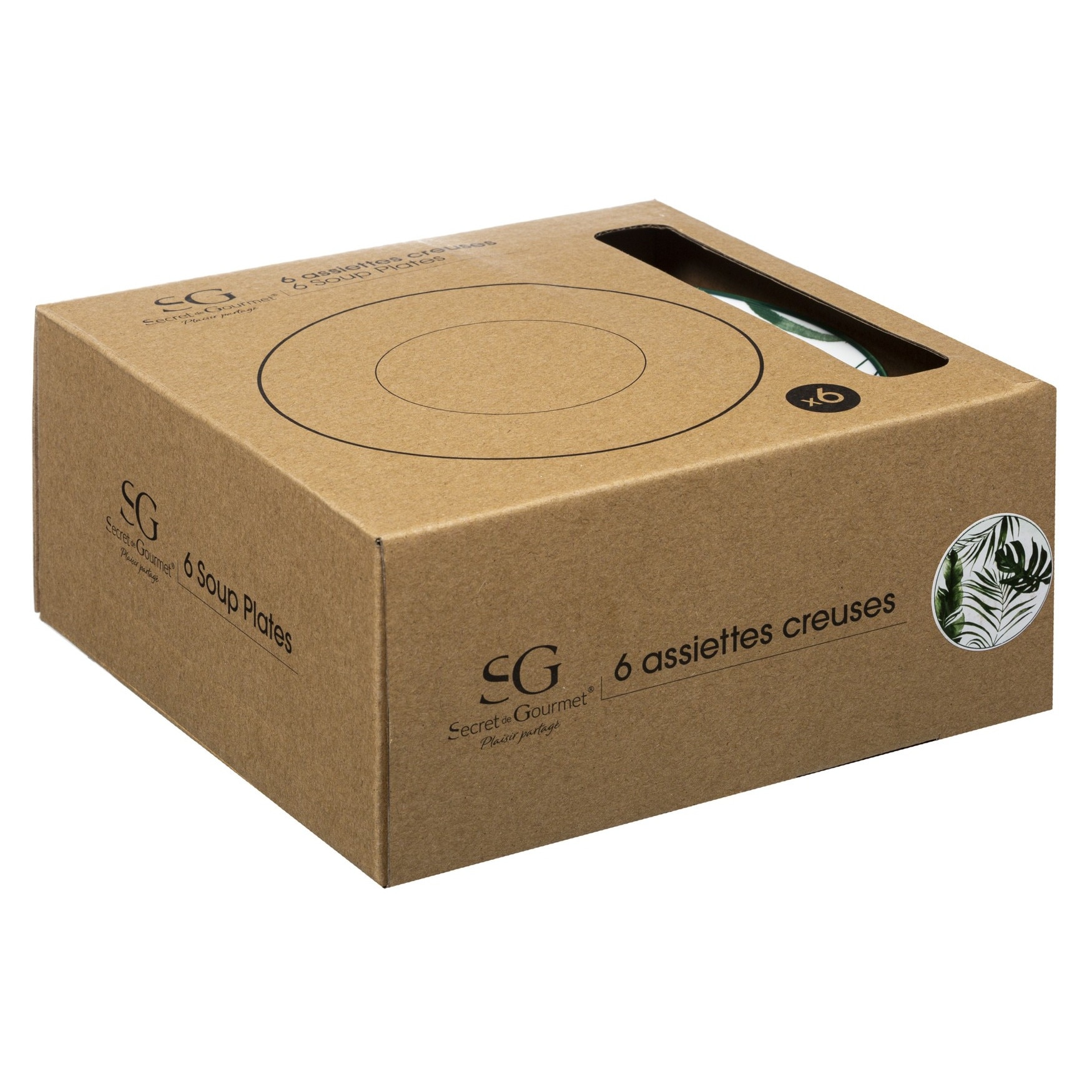 Set de 6 farfurii de supa, Secret de Gourmet, Model frunze, 20 cm ...