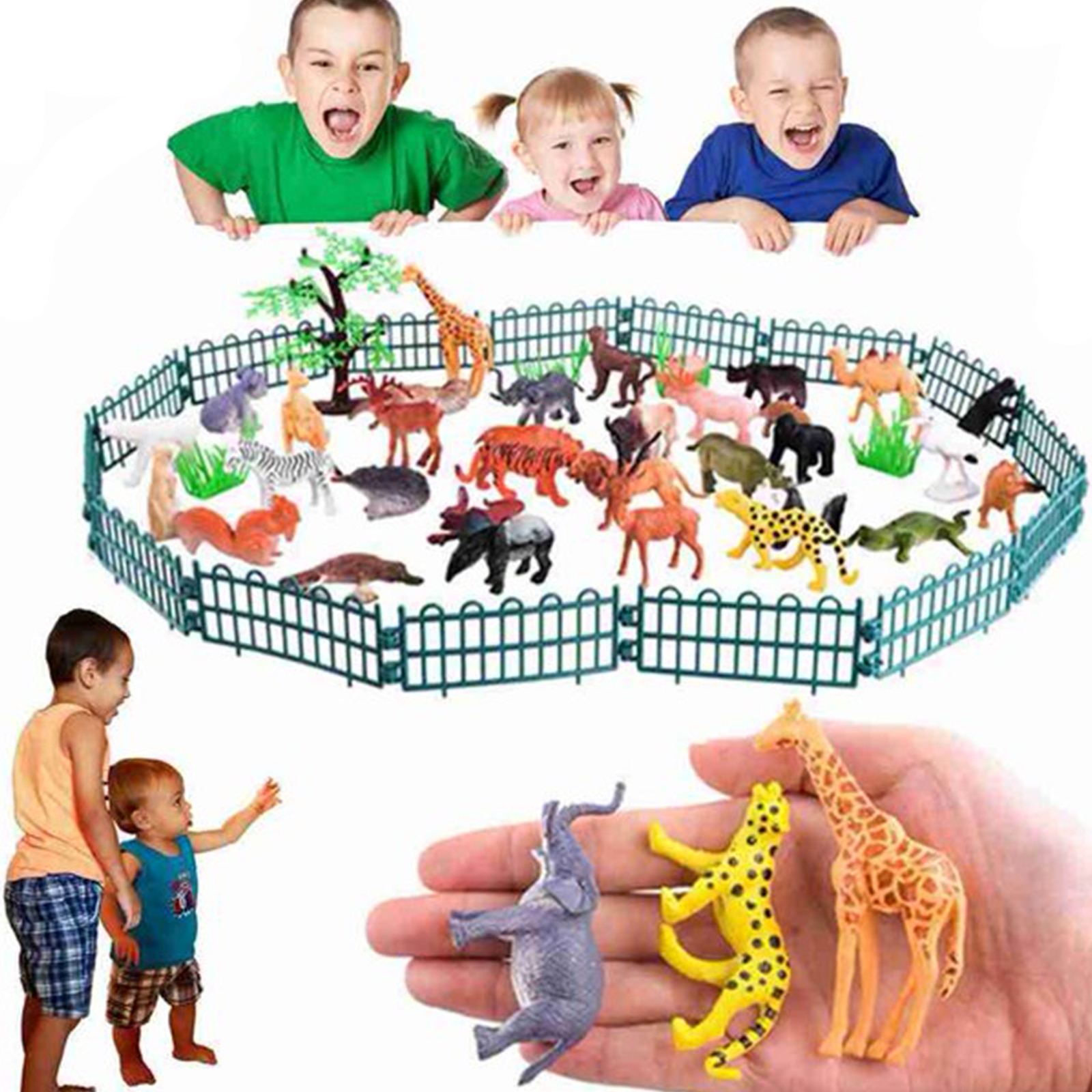 Set Animale de la Ferma, Zggzerg, 53 Figurine din Cauciuc, jucarii ...