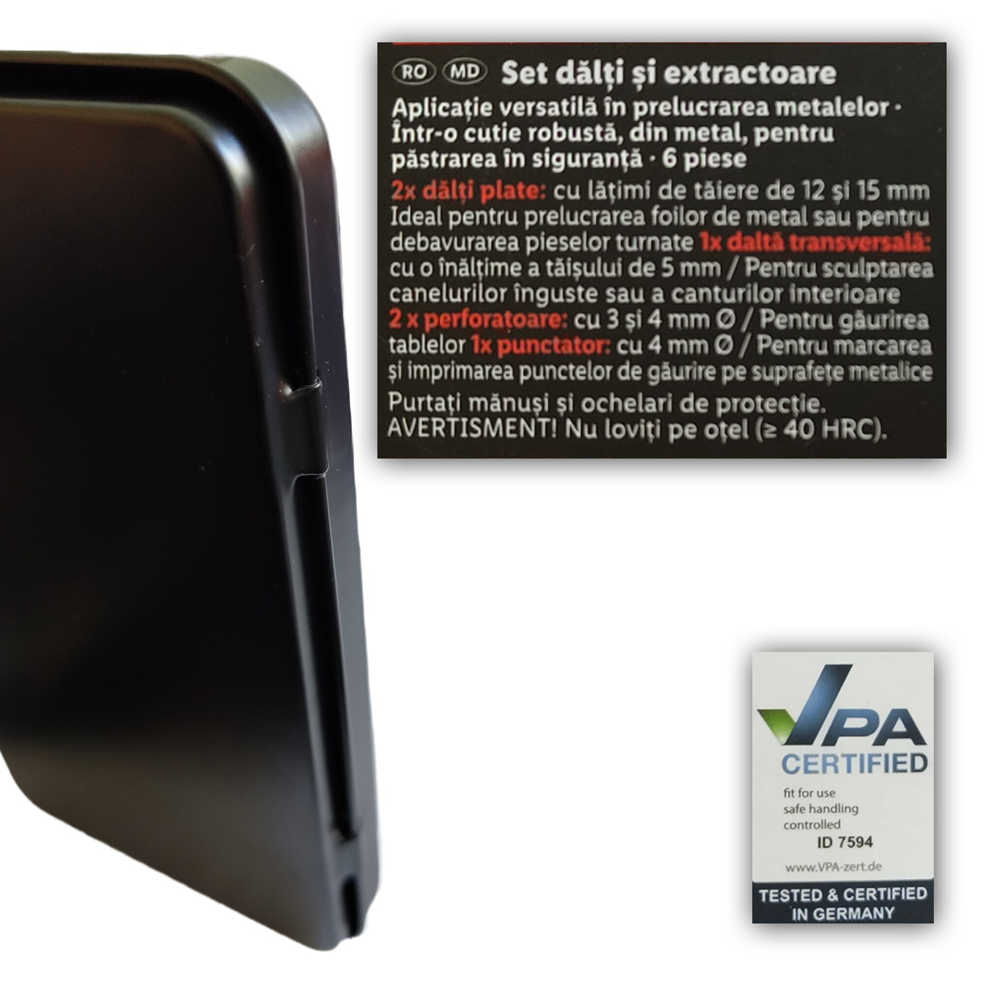 Set Prelucrare Metal de Lovire, 2 Dalti Plate si 1 Dalta Transversala ...