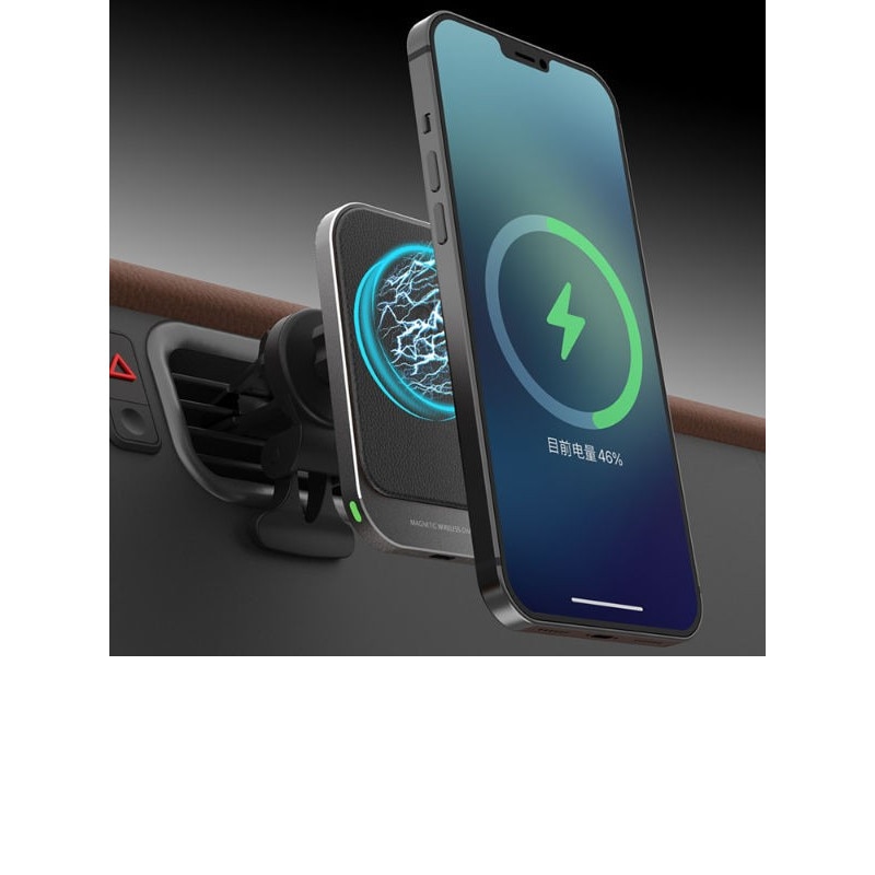 Suport auto magnetic MagSafe cu incarcare wireless 15W Fast Charge QC3 ...
