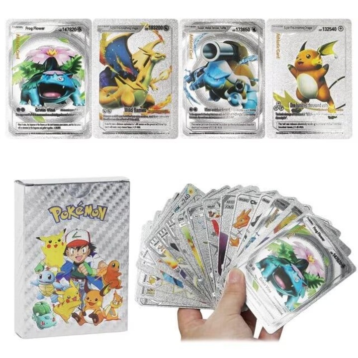Joc de carti Pokemon Silver VMax GX Energy Card 55 cartonase, The Twin ...