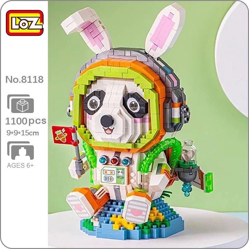 Blocuri de constructie tip Lego LOZ panda astronaut, 1100 de piese ...