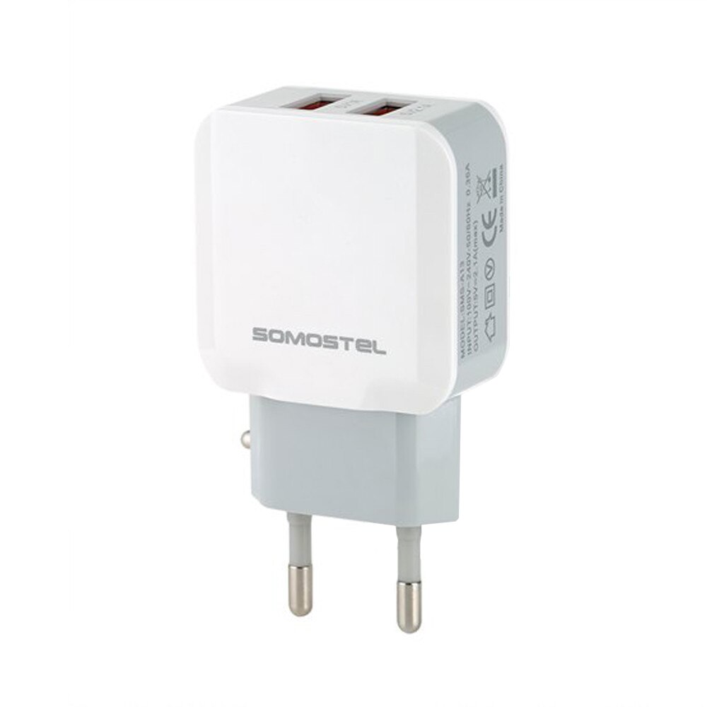 Incarcator retea cu 2 porturi SMS-A13, iesire de 5V 2.1A, alb - eMAG.ro