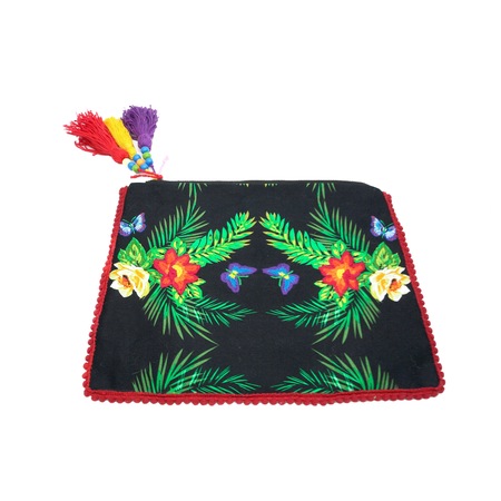 Geanta plic, unicat, lucrata manual, material textil, Fluturi si flori ...