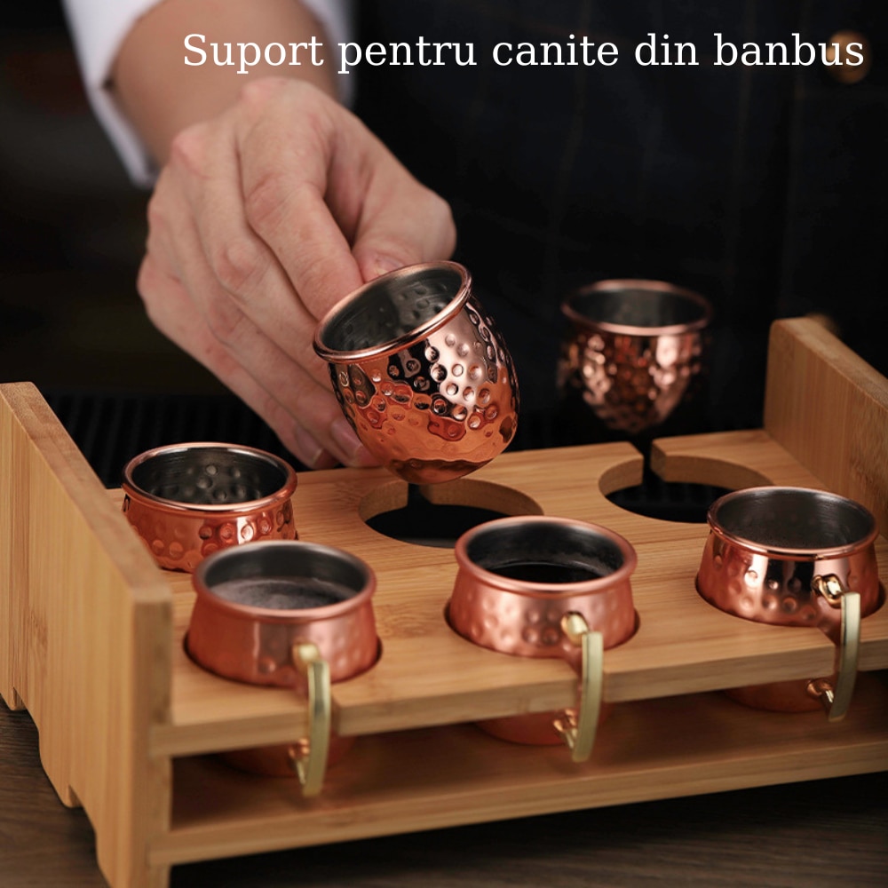 Set de 6 canite pentru schot-uri cu suport din lemn de bambus ARSE ...