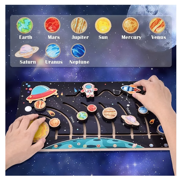 Set tablita planete solare, racheta spatiala magnetica - eMAG.ro