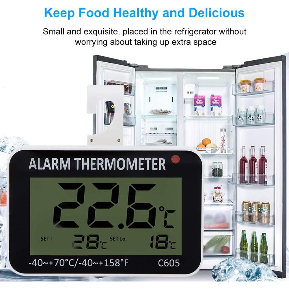 Termometru pentru frigider, Impermeabil, Ecran LCD, Alb - eMAG.ro