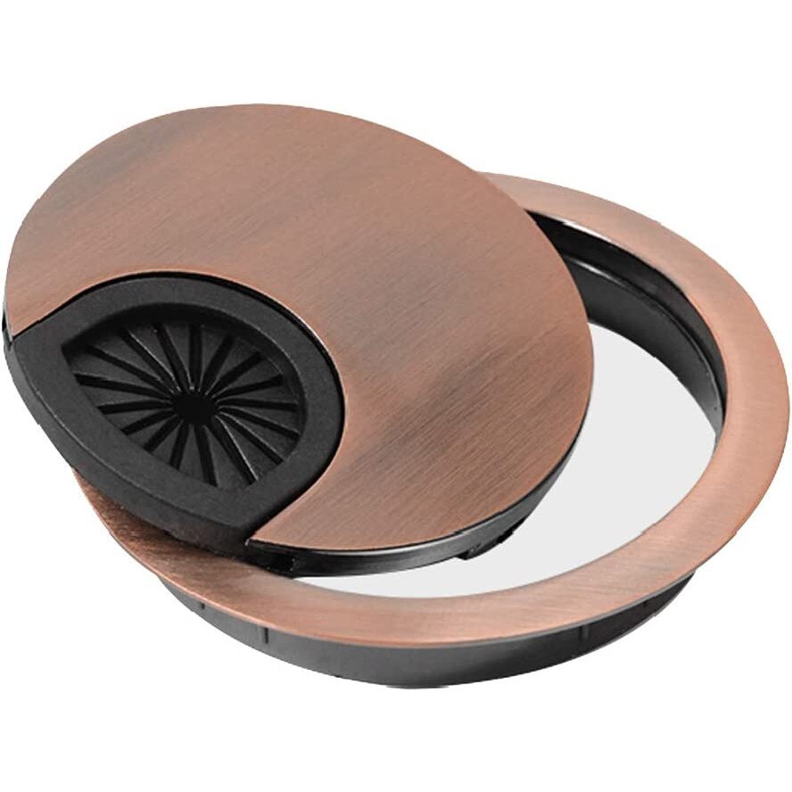 Set 4 buc capac pentru cablu birou, Metal, Diametru 60mm, Bronz - eMAG.ro