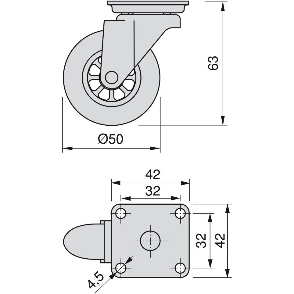 Set 4 roti mobilier, Otel/Cauciuc, 50 mm, Transparent - eMAG.ro