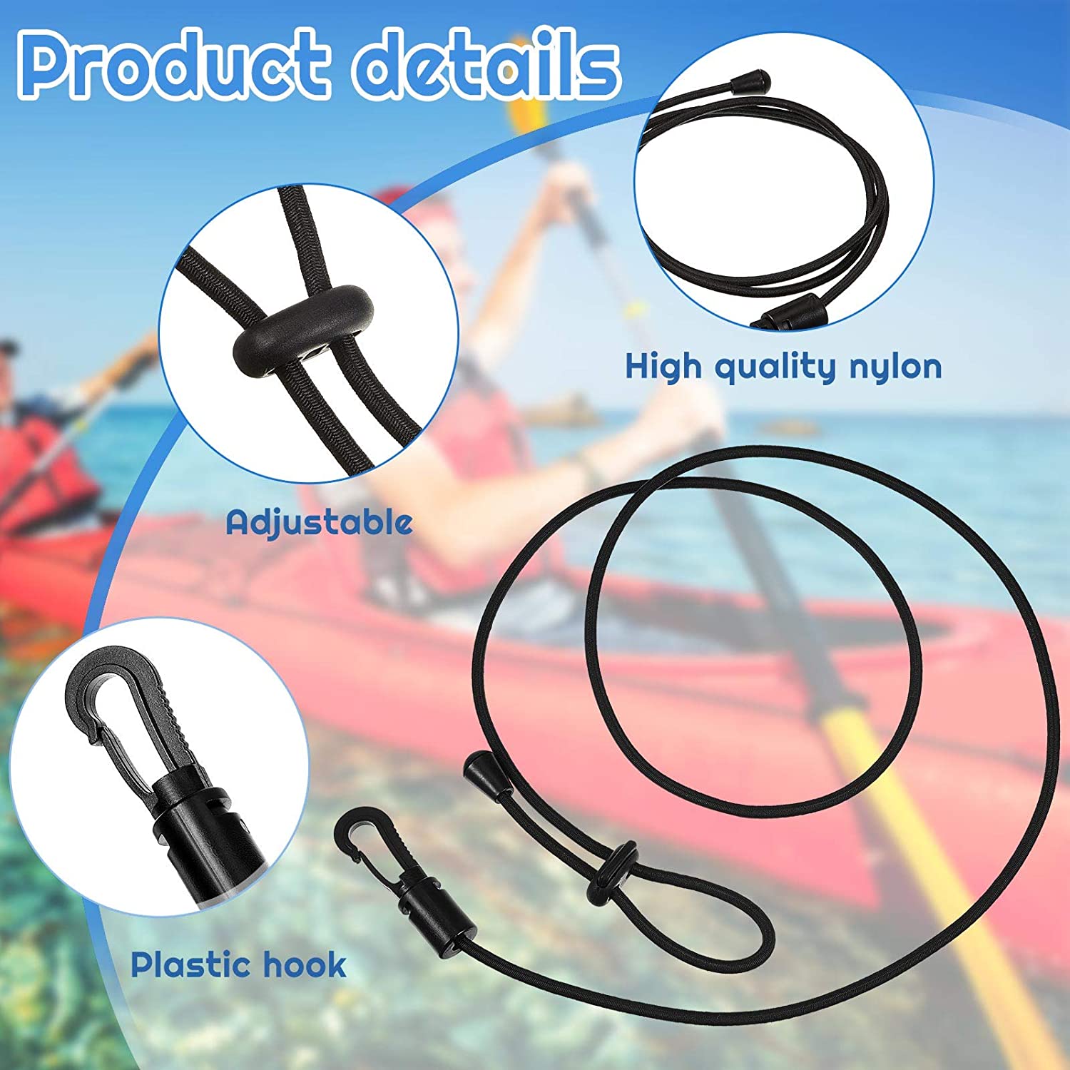 Set 4 tije caiac, Plastic, 1.2 m, Negru - eMAG.ro