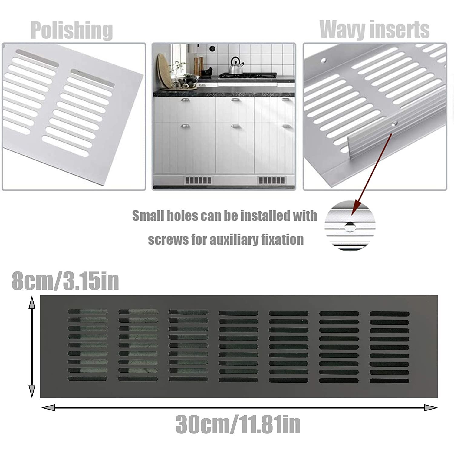 Grila de ventilatie, Forma dreptunghiulara, Negru, 2 buc - eMAG.ro
