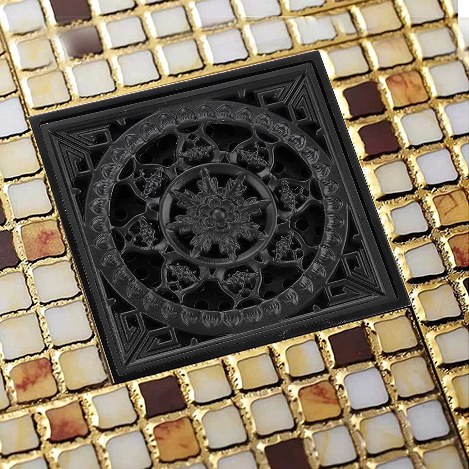 Scurgere de baie, Cupru, 10x10 cm, Negru - eMAG.ro