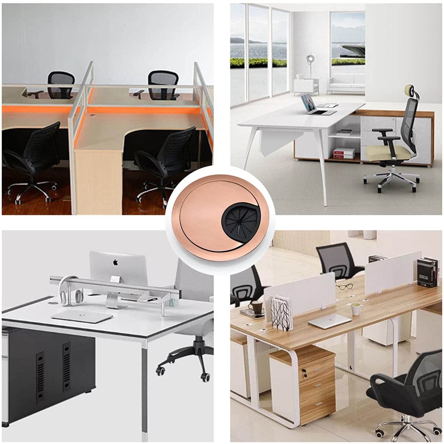 Set 2 organizatoare cabluri pentru birou, Aliaj, 53mm, Maro - eMAG.ro