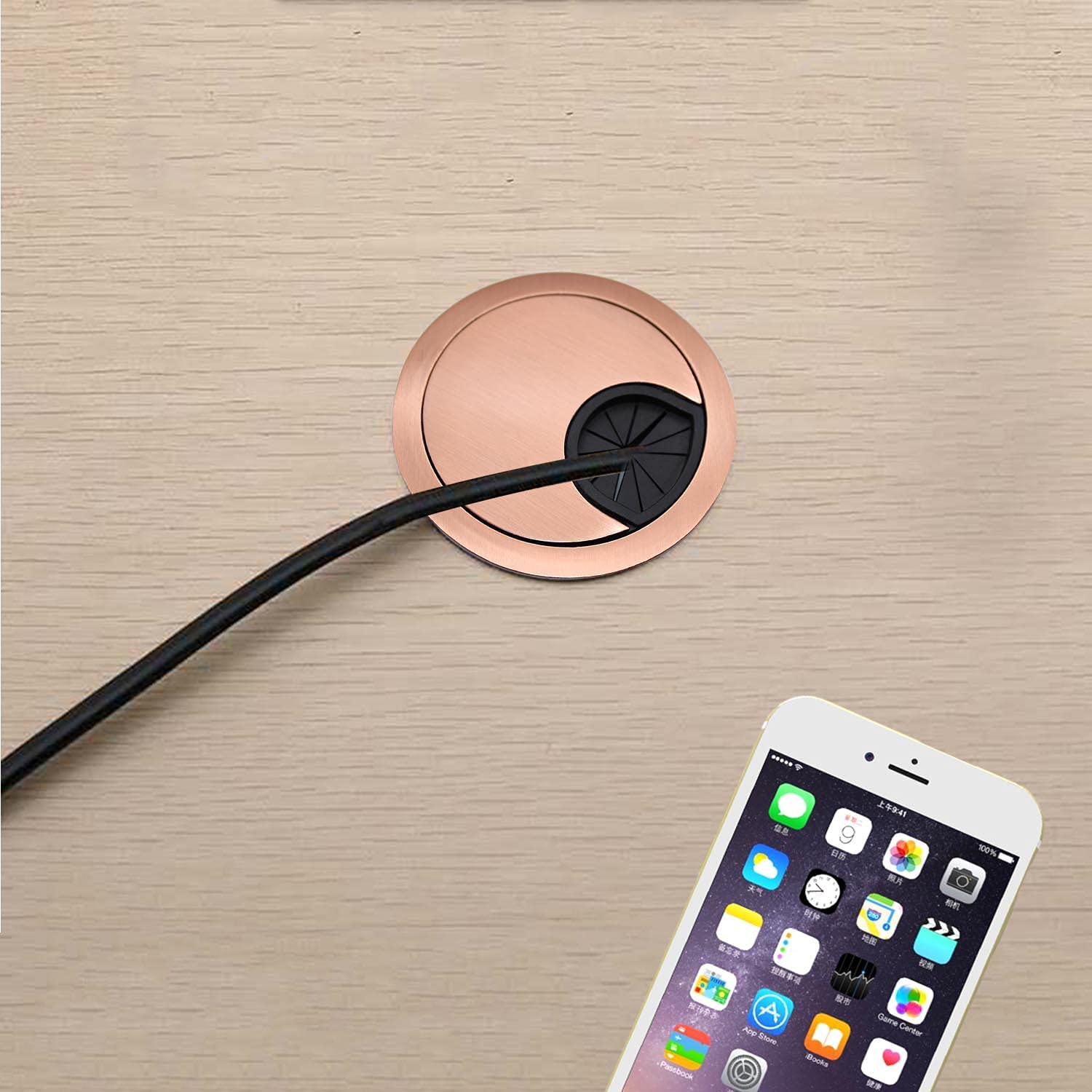 Set 2 organizatoare cabluri pentru birou, Aliaj, 53mm, Maro - eMAG.ro