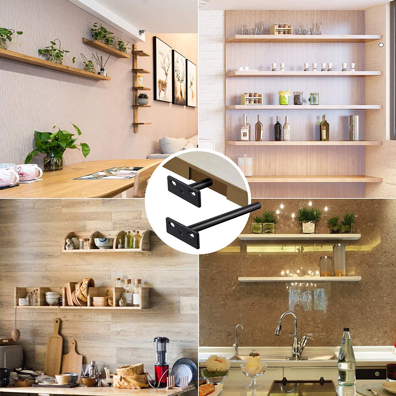 Set 4 suporturi raft, Otel, Negru - eMAG.ro