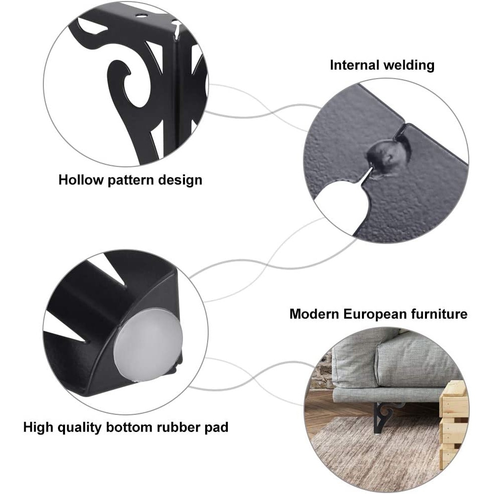 Set 4 picioare de mobilier, Metal, 10 cm, Negru - eMAG.ro