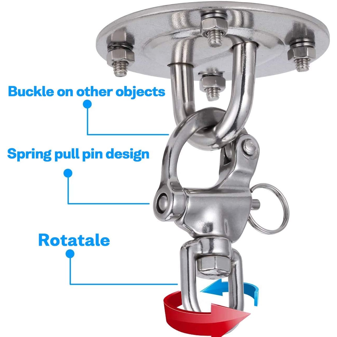 Carabina rotire/suspendare scaun/leagan, Inox, 650 kg, Argintiu - eMAG.ro