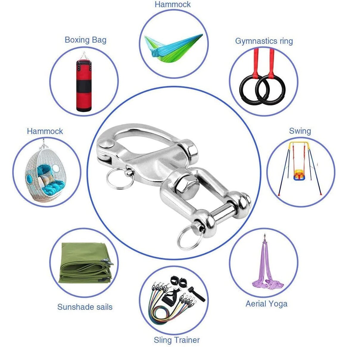 Carabina rotire/suspendare scaun/leagan, Inox, 650 kg, Argintiu - eMAG.ro