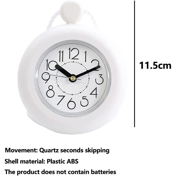 Ceas pentru baie, Plastic, Alb, 12x11.5x3.5 cm - eMAG.ro