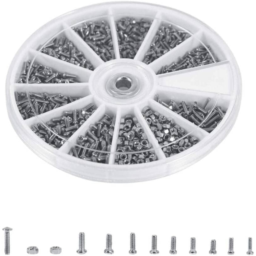 Set 600 suruburi/piulite, Inox, M1/M1.2/M1.4/M1.6, Argintiu - eMAG.ro