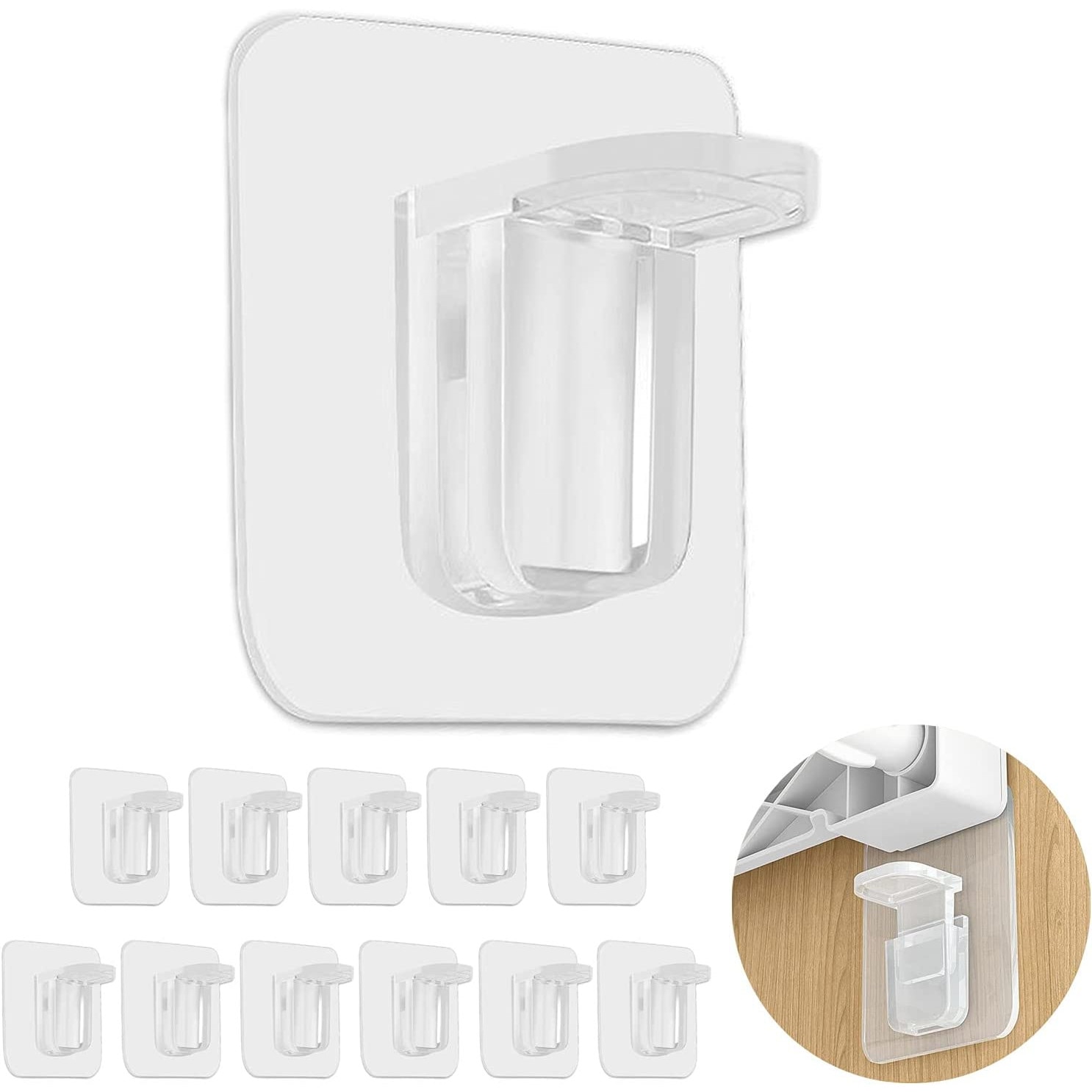 Set 12 suporturi raft, Plastic, Transparent - eMAG.ro