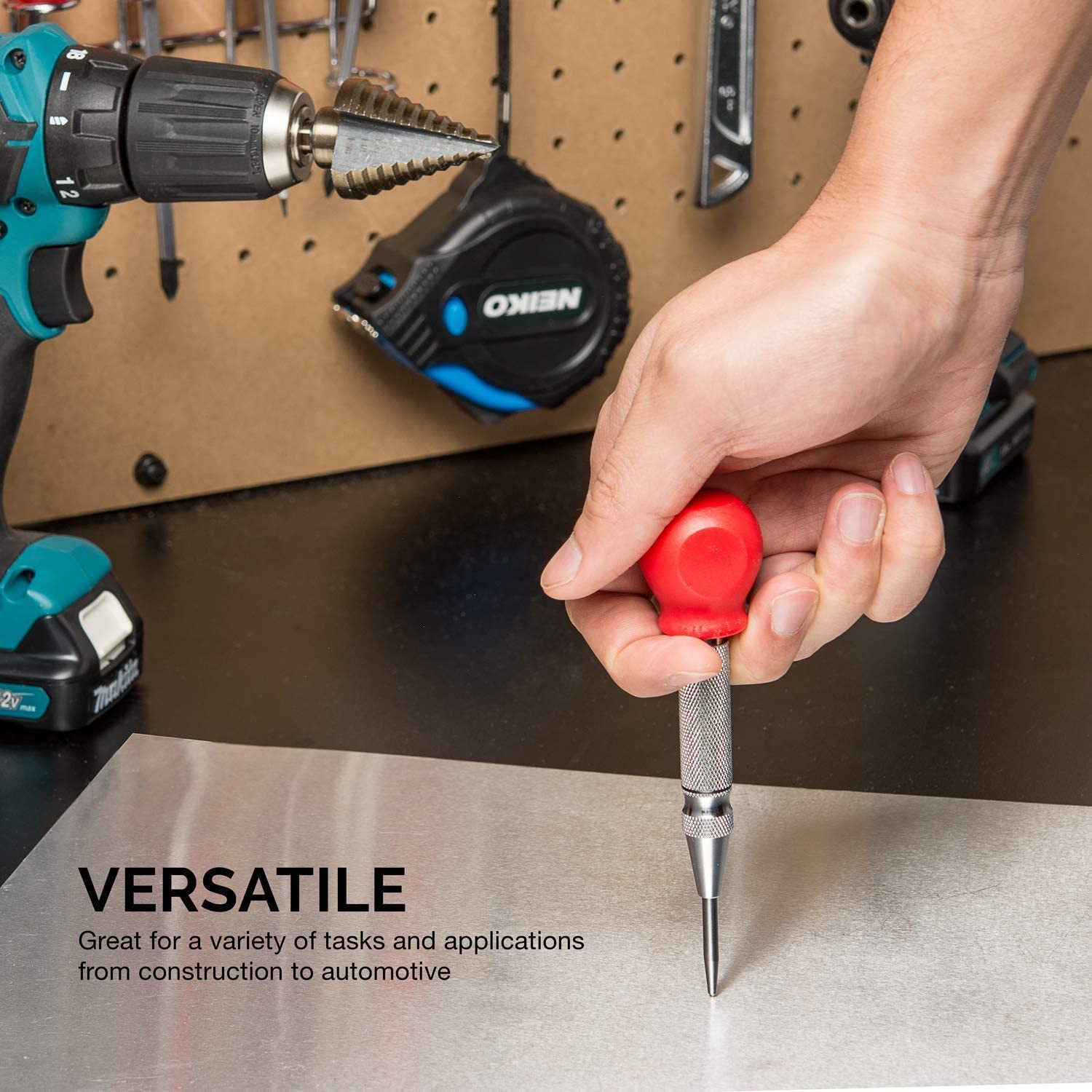 Poanson automat cu impact reglabil, Otel, 12.7 cm, Rosu - eMAG.ro