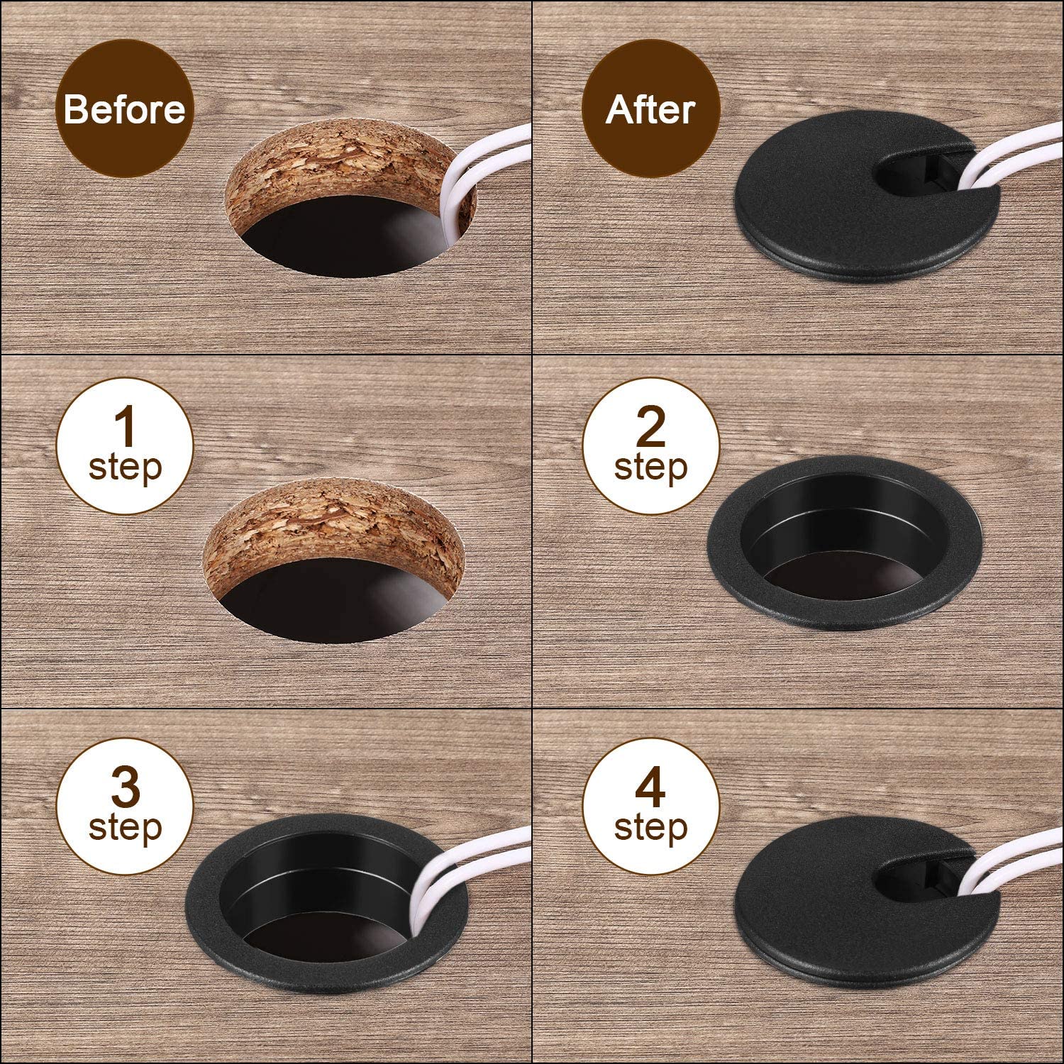 Set 16 capace organizare cablu, Plastic, 35 mm, Negru - eMAG.ro