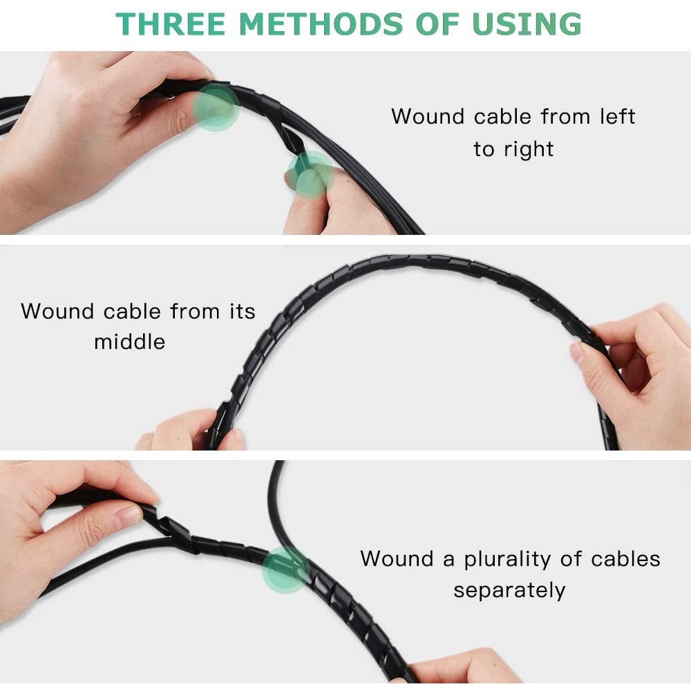 Tub spiralat organizare cabluri, 4 mm x 20 m, Negru - eMAG.ro