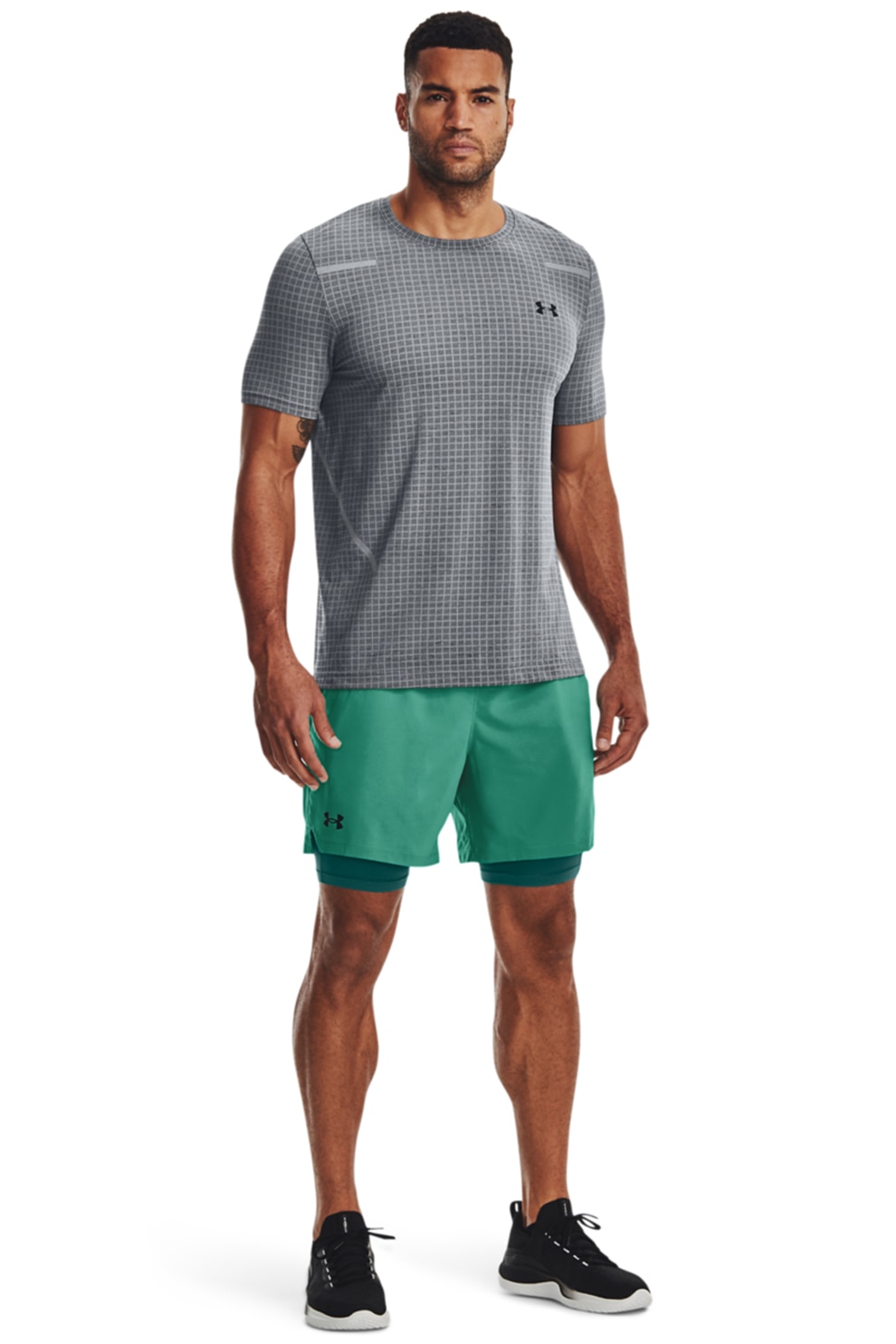 Under Armour, Tricou fara cusaturi pentru fitness Grid, Gri, 2XL - eMAG.ro