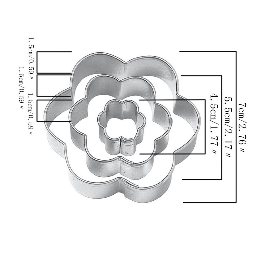 Set 3 forme prajituri, Inox, Argintiu - eMAG.ro