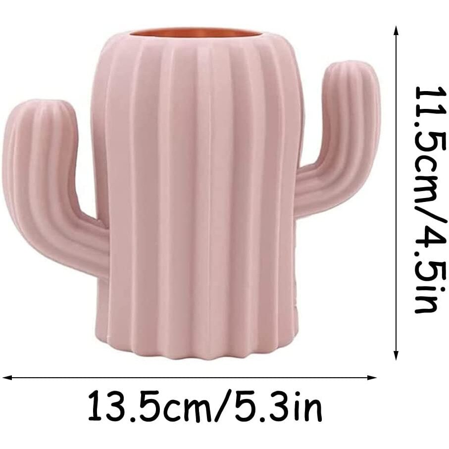 Set 2 suporturi articole birou, Polietilena, Model cactus, Verde/Roz ...