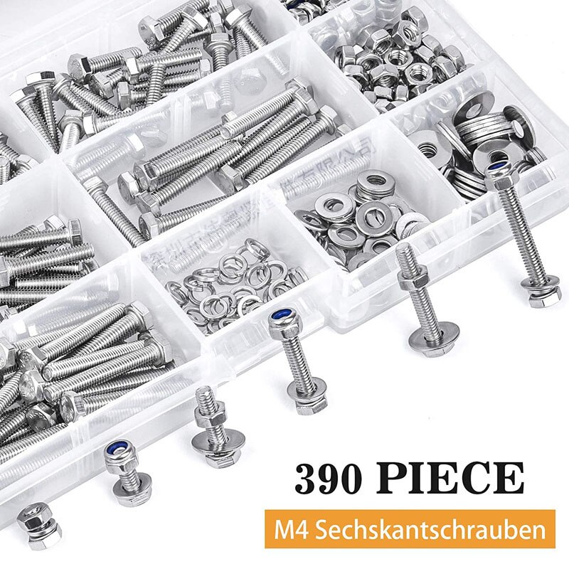 Set 390 suruburi, Inox, Argintiu - eMAG.ro