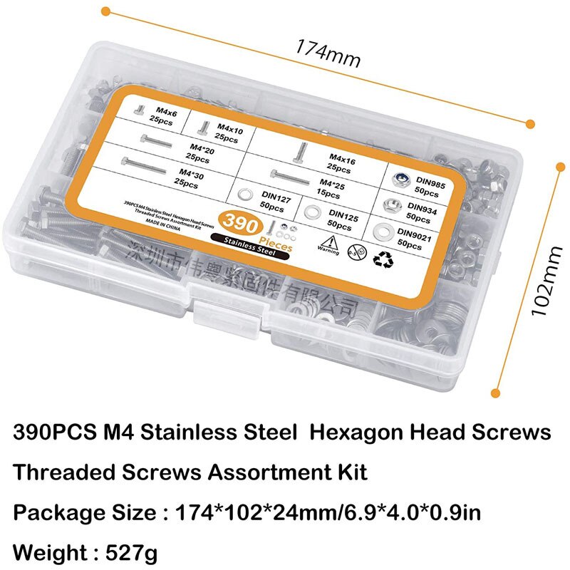 Set 390 suruburi, Inox, Argintiu - eMAG.ro