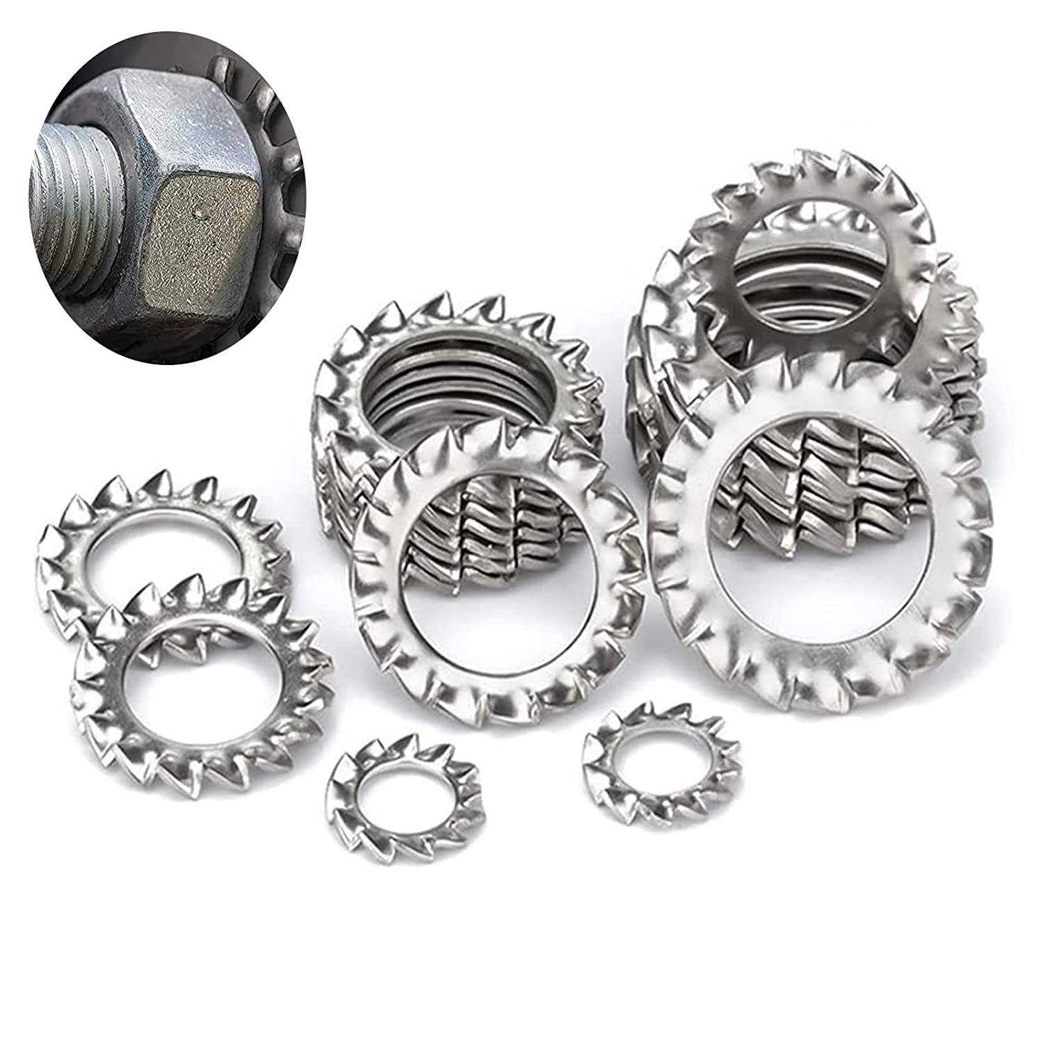 Set 300 saibe de blocare, Inox, M2.5/M3/M4/M5/M6/M8/M10/M12 - eMAG.ro