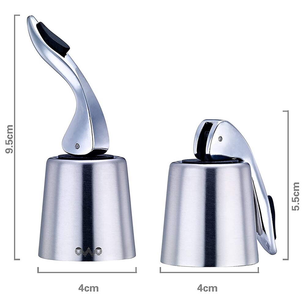 Set 2 dopuri pentru sticle de vin, Silicon/Inox, Argintiu - eMAG.ro
