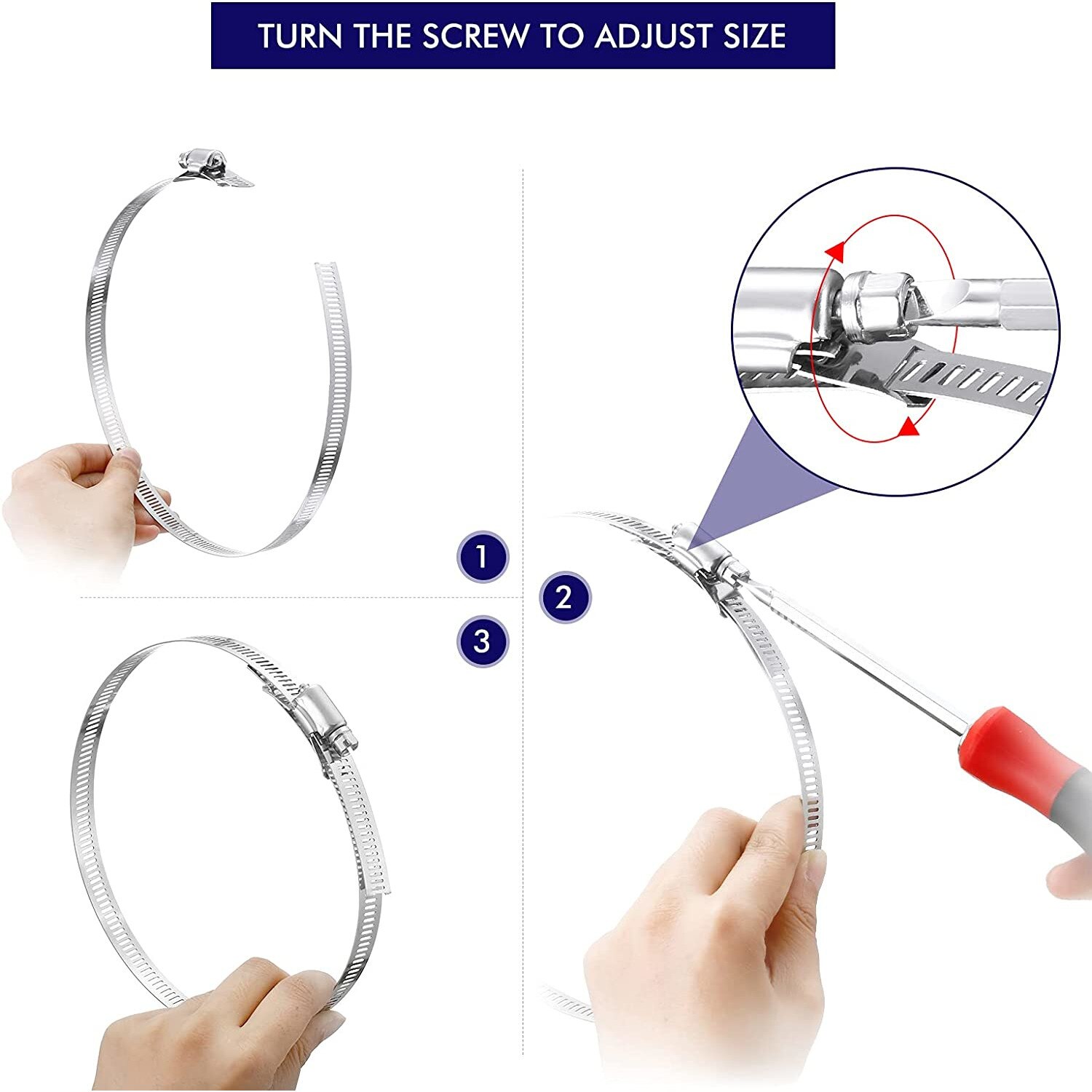 Clema reglabila pentru furtun cu 6 cleme pentru cabluri, Inox - eMAG.ro