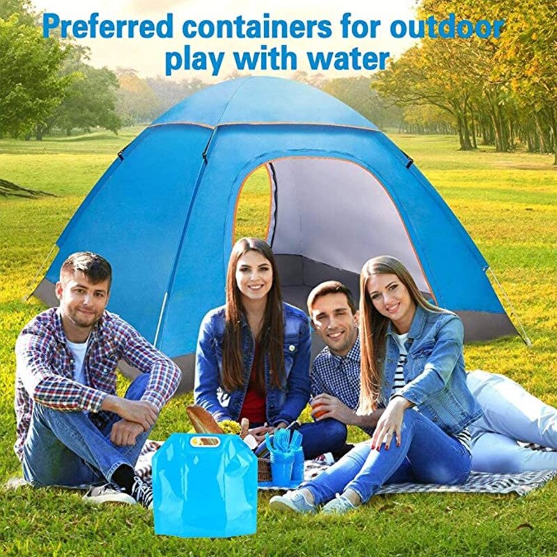 Galeata de apa potabila pliabila pentru camping, Plastic, 5 l, Albastru ...