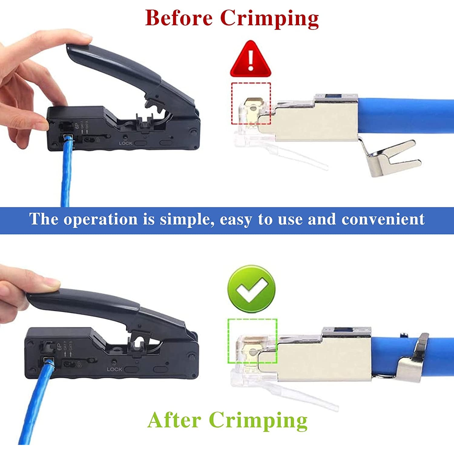 Cleste sertizare pentru cabluri Cat7 8P/6P, Maner anti-alunecare, Negru ...