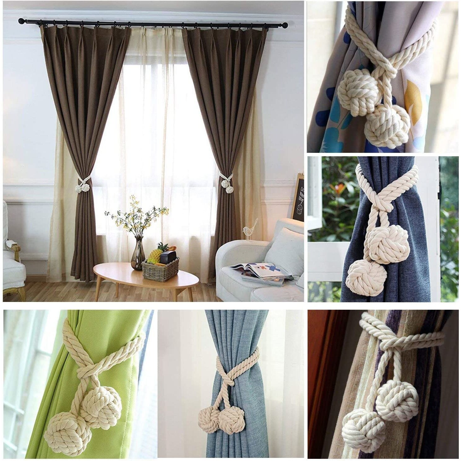 Set 2 snururi prindere draperie, Bumbac, Alb - eMAG.ro