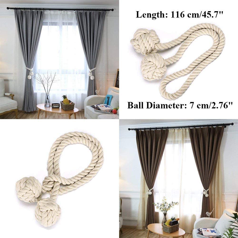 Set 2 snururi prindere draperie, Bumbac, Alb - eMAG.ro