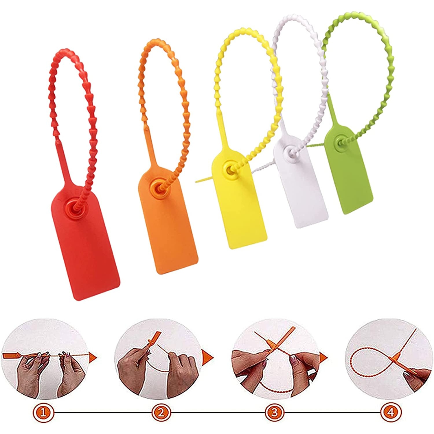 Set 100 legaturi cabluri cu etichete, Plastic, Multicolor - eMAG.ro