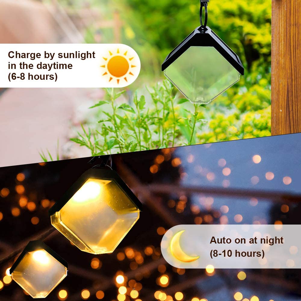 Set lampi solare suspendate pentru gradina, IP65, Negru - eMAG.ro