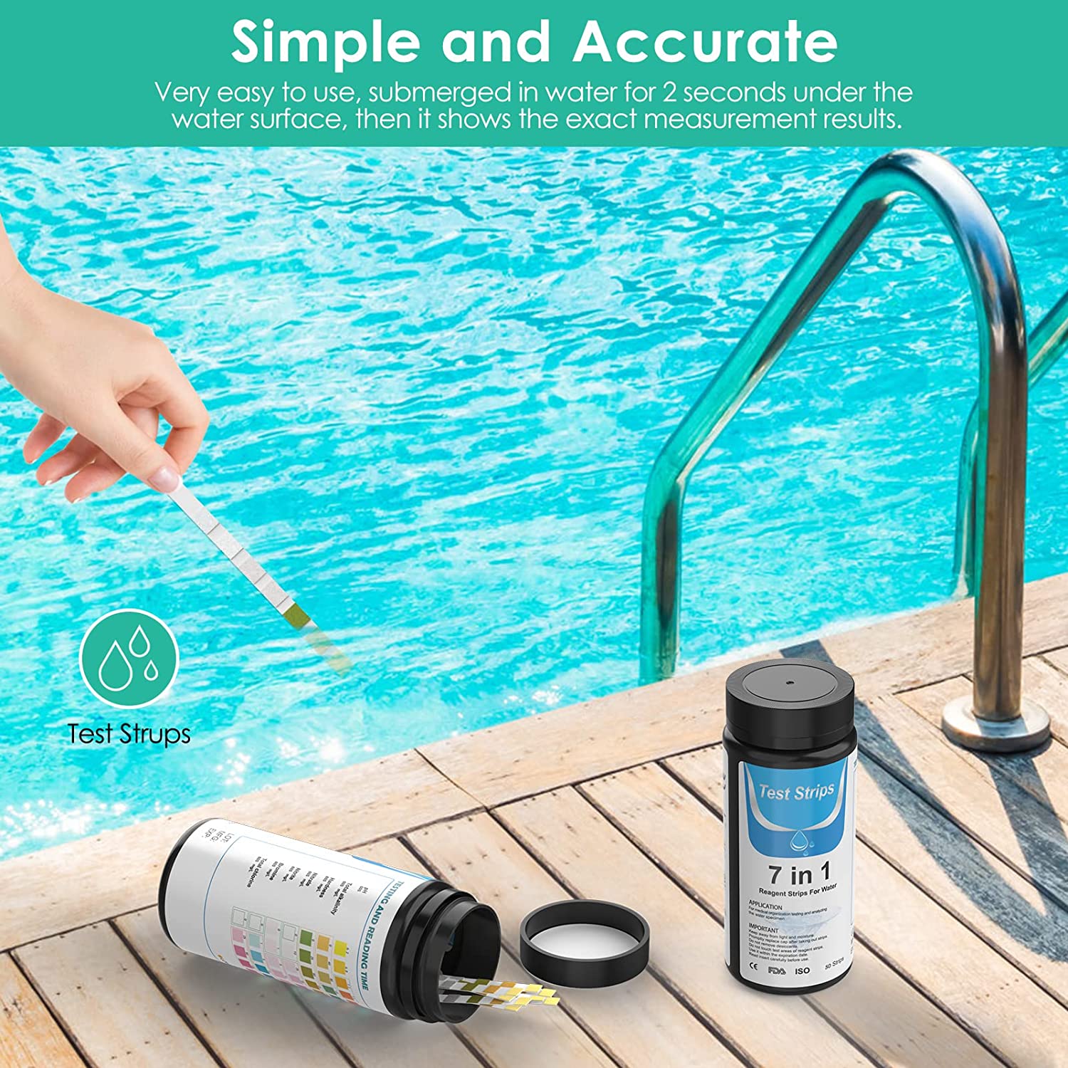 Set 50 benzi de testare PH pentru piscina - eMAG.ro