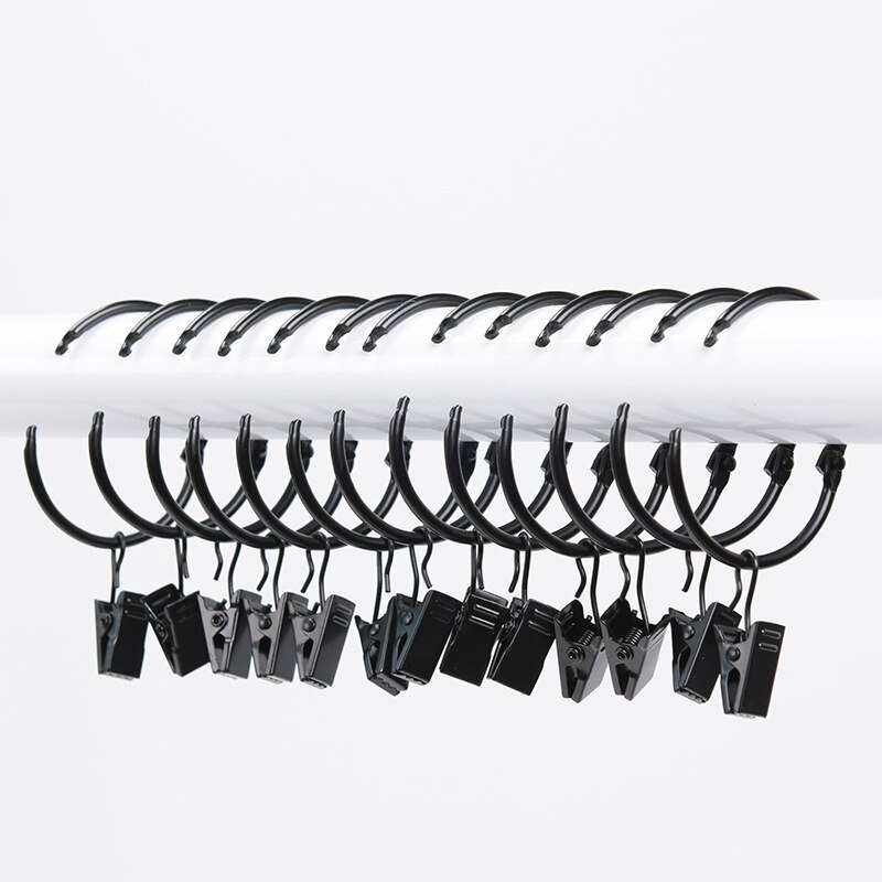 Set 10 inele cu cleme pentru perdele, Fier, 2.2 x 2.5 cm, Negru - eMAG.ro