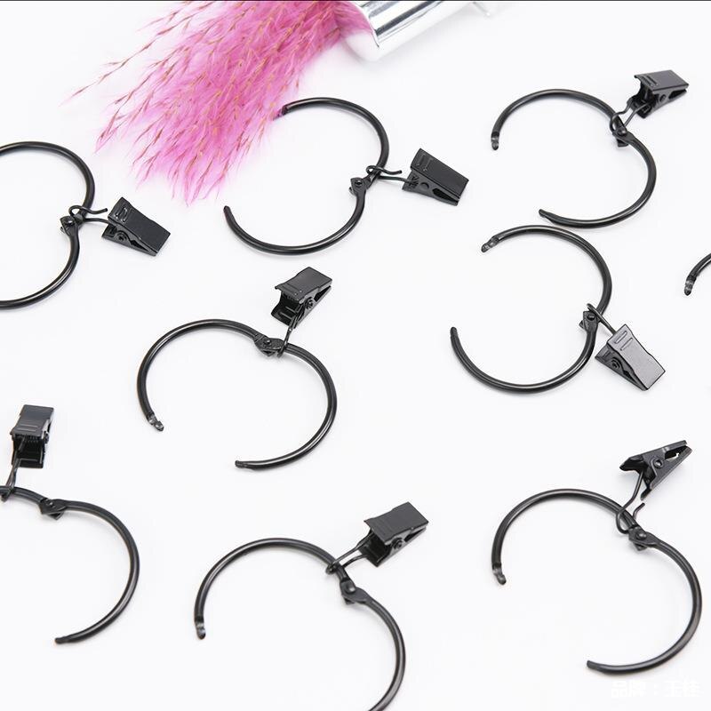 Set 10 inele cu cleme pentru perdele, Fier, 2.2 x 2.5 cm, Negru - eMAG.ro