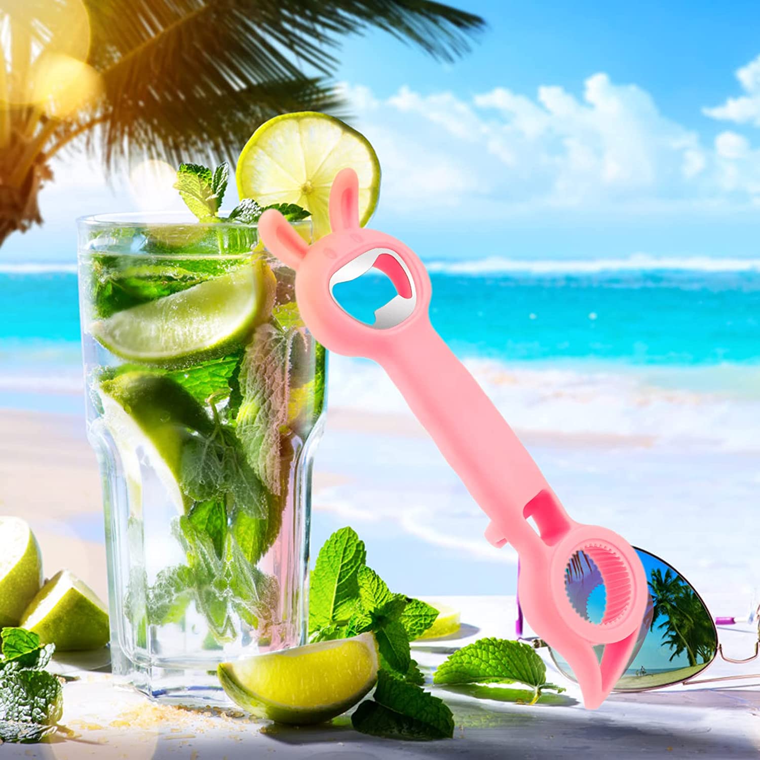 Set 2 desfacatoare sticle, Inox/PP, 20 x 5 cm, Roz - eMAG.ro