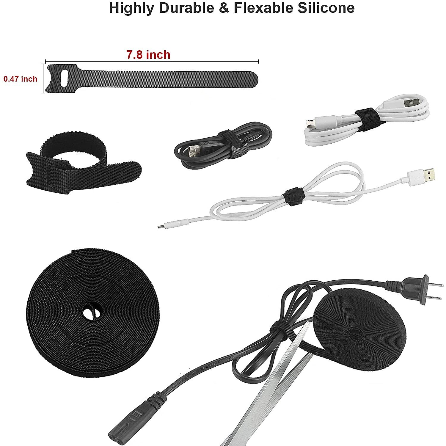 Set 139xaccesorii organizare cabluri, Silicon/Poliester, Negru - eMAG.ro