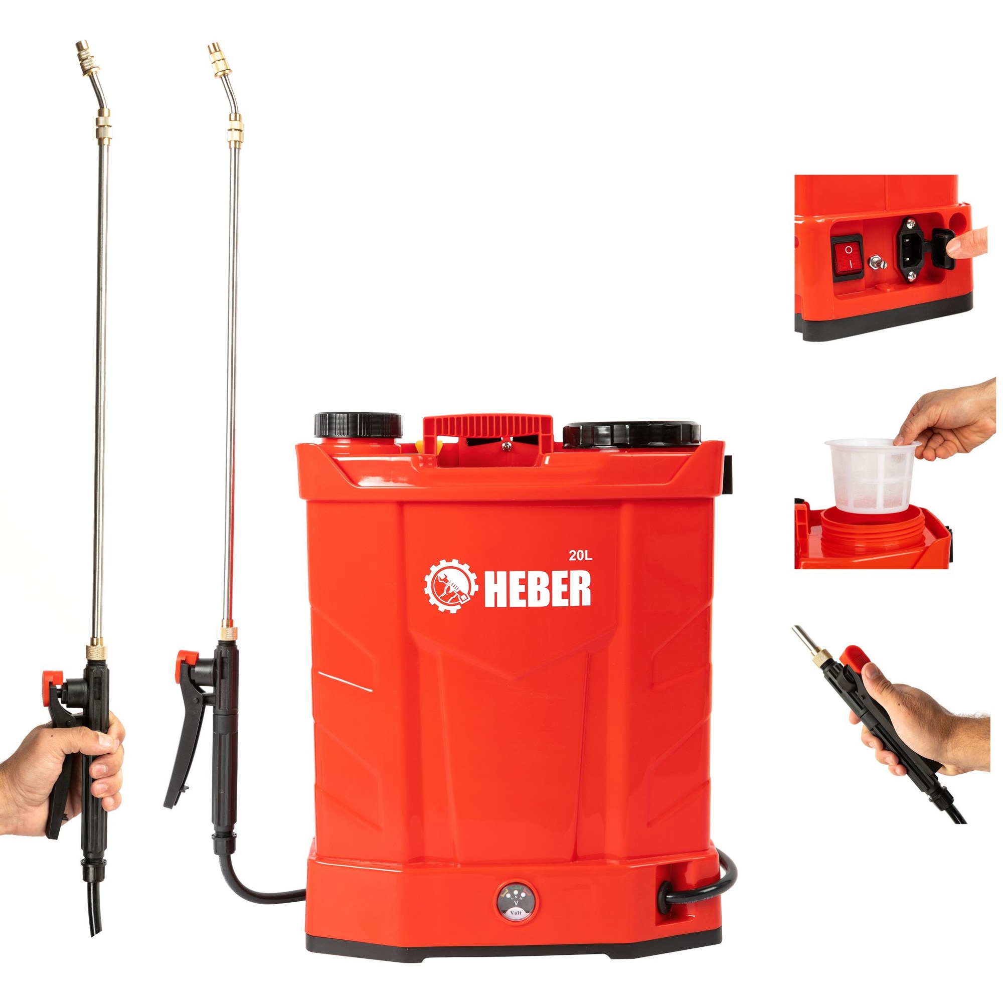 Pompa de stropit electrica Heber®, 20 litri, acumulator, regulator de ...
