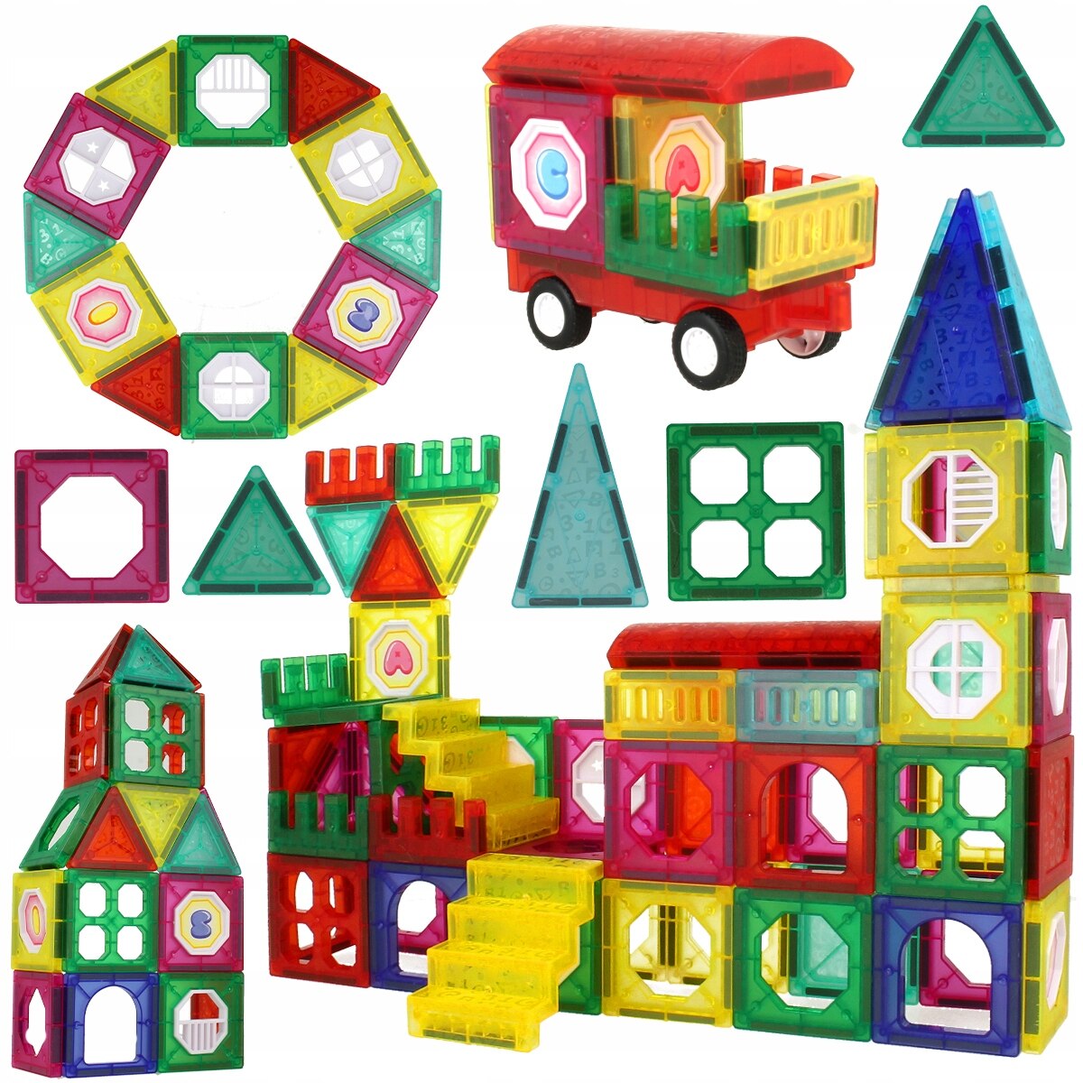 Set Piese Magnetice de Construit Educational si Creativ pentru Copii ...