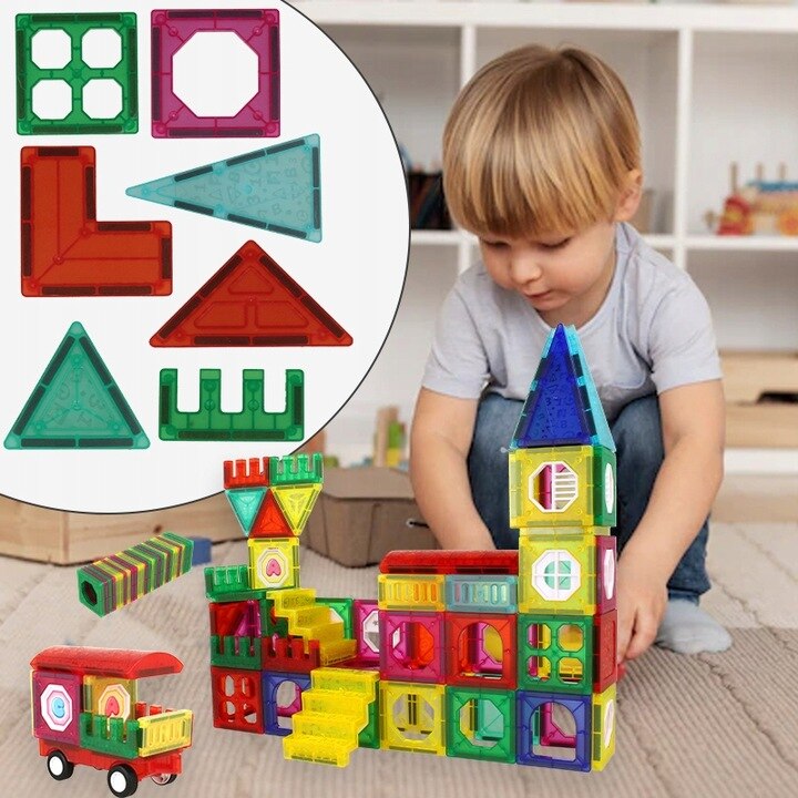 Set Piese Magnetice de Construit Educational si Creativ pentru Copii ...